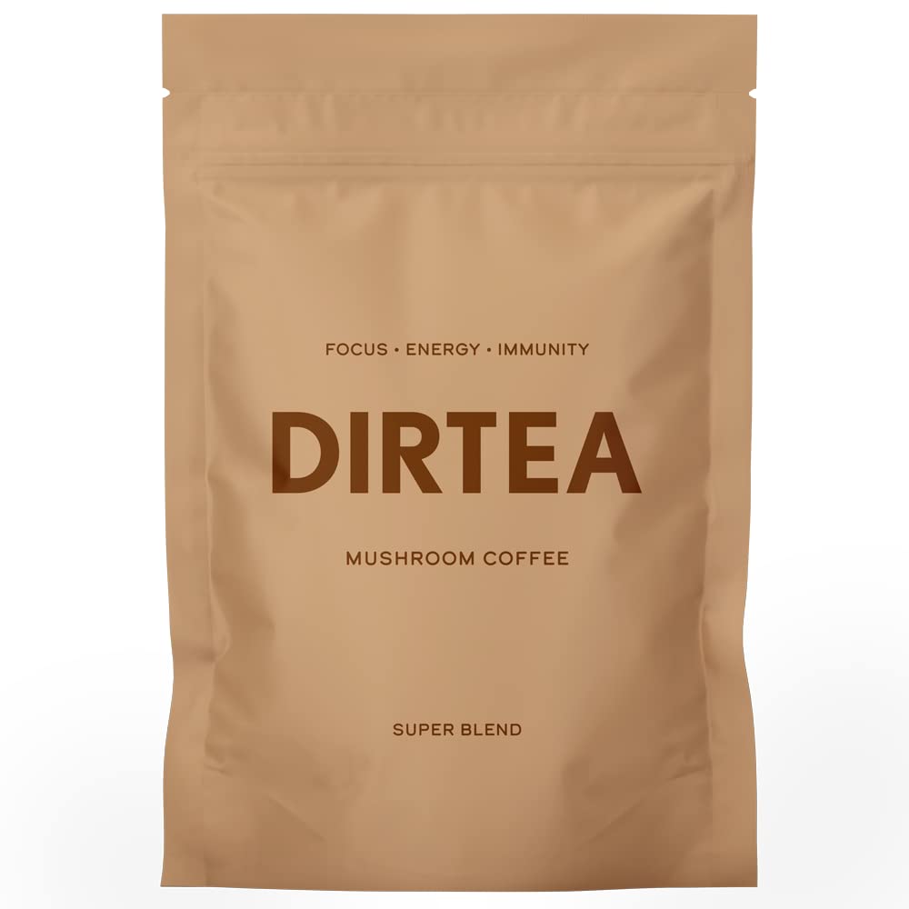 Dirtea Mushroom Coffee Super Blend Powder, Medium Coffee Roast Level ...