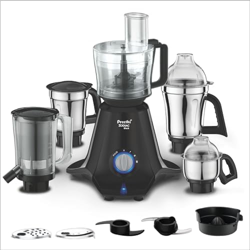 Buy Preethi Zodiac Black Mixer Grinder for Kitchen, 5 Jars 750 Watt ...