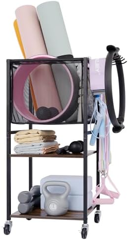 Amazon.com: Home Gym Storage Rack, 3 Tier Yoga Mat Storage Rack with ...