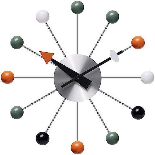 Amazon.com: NUOVO 13 Inch Ball Wall Clock Multicolor Mid Century ...