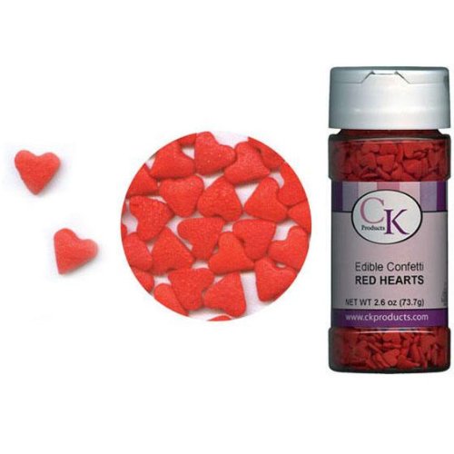 Amazon.com: CK Products Edible Confetti Red Hearts 2.6 Ounce Sprinkles ...