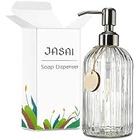 Amazon.com: JASAI 18 Oz Clear Glass Soap Dispenser with Rust Proof ...