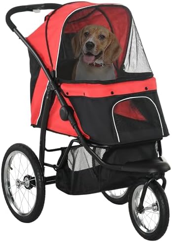 Amazon.com: PawHut 3 Wheels Pet Stroller for Small and Medium Dogs, Foldable Cat Stroller Jogger ...