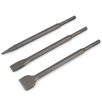 Mass Pro 3Pcs SDS Plus Hammer Drill Bit Chisel Set, 3 Point/Flat ...