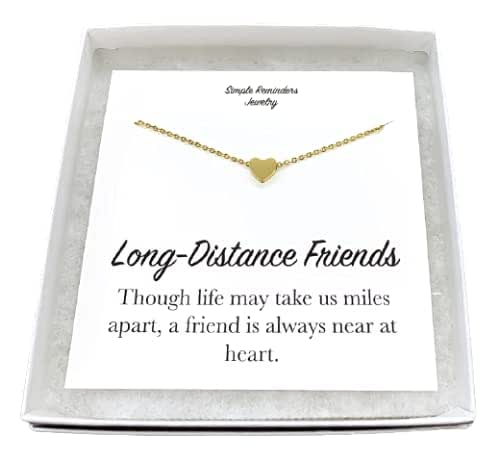 Amazon.com: Long Distance Friends Gold Heart Necklace Message Card in ...