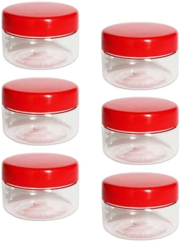 Redi-Stor Pack of 6 Small Plastic Jars with Lids - 50ml BPA Free Clear ...