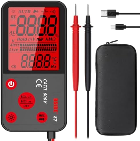 BSIDE Rechargeable Smart Digital Multimeter Large LCD Display Pocket ...