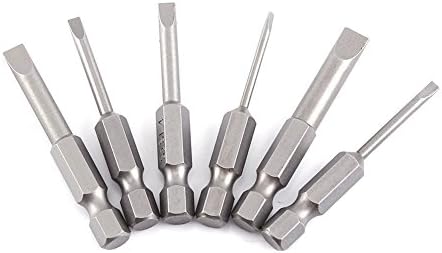 6pcs 50mm 2.0-6.0mm 0.25" Flat Head Slotted Screwdriver Bits Set, Hex ...