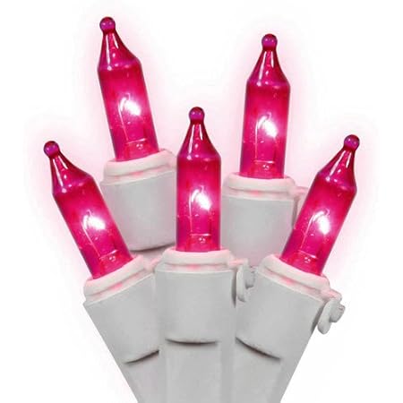 Amazon.com: Vickerman 50 Lights Pink White Wire End Connecting Lock Set ...