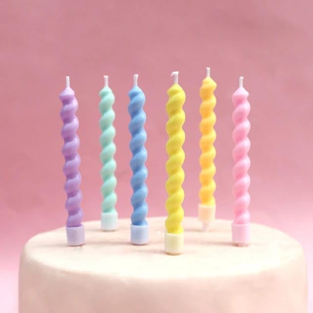 Buy PartyToko Pastel Color Twisty Birthday Candles Set Metallic Curly ...