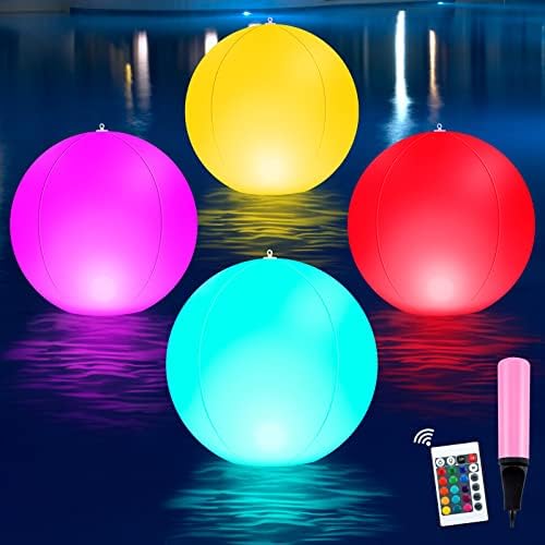 Amazon.com: Riakrum 4 Pcs 24 Inch Large Pool Solar Floating Lights 16 ...