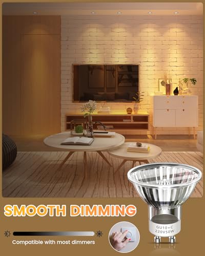 Klarlight 50W GU10 Halogen Spotlight Bulbs, 2 Pin GU10 Halogen Light ...