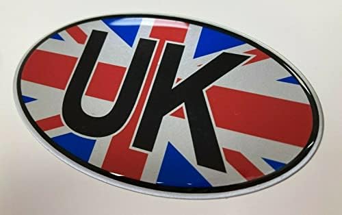 100mm UK Car Oval Gel Domed Sticker Sticker/Decal - Retro - CHROME on ...