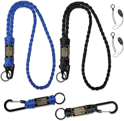 Amazon.com: MDSXO Short Thin Blue Line Paracord Keychain Neck Lanyard ...
