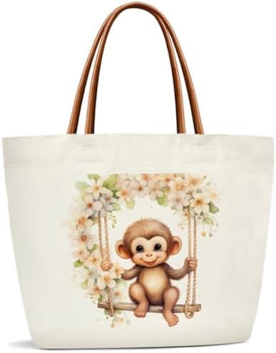 Amazon.com: Monkey Gifts Canvas Tote Bag For Women, Cute Tote Bags ...