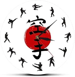 Amazon.com: 12 Inch Round Wall Clock Taekwondo Karate Print Wall Clocks ...