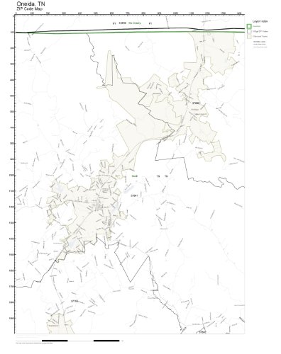 ZIP Code Wall Map of Oneida, TN ZIP Code Map Laminated: Amazon.com ...