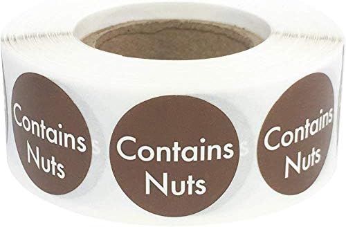 Amazon.com : Contains Nuts Labels 1 inch Allergen Warning Stickers ...