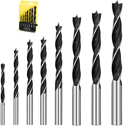 KEWAYO Brad Point Wood Drill Bit - 8 Pcs 3-10mm Spur Point Spiral Twist ...
