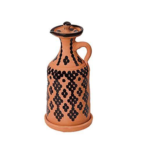 Earthen Handmade Moroccan Clay Water Pitcher with Lid & Plate – Natural ...