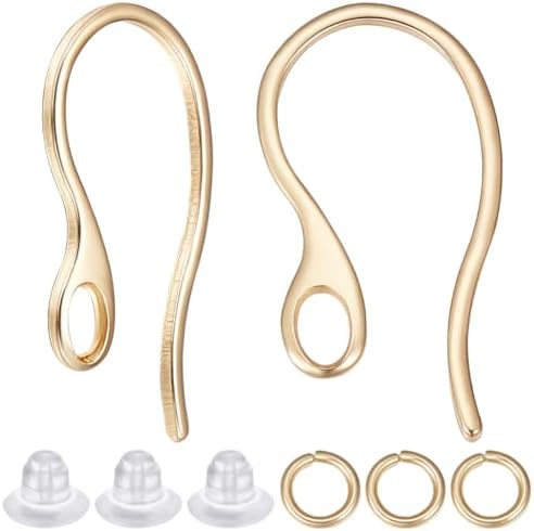 Amazon.com: Beebeecraft 1 Box 30Pcs Earring Hooks with Pinch Bails 14K ...