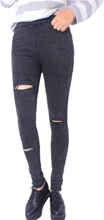 Amazon.com: AIDAYOU Women Stretchy Ripped Jeans Elastic Waist Skinny ...