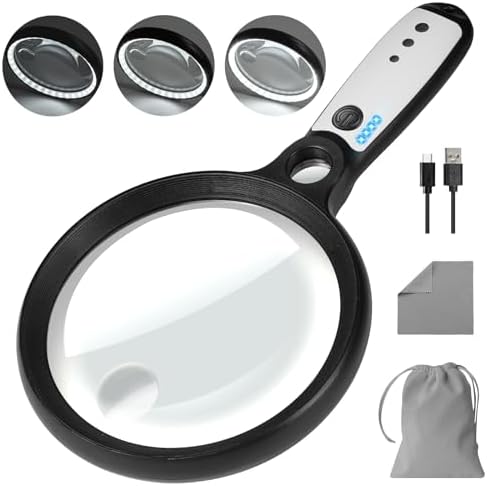 Amazon.com: Large Magnifying Glass with Light, Magnifier 10X 20X 45X ...