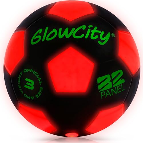 GlowCity Glow in The Dark Soccer Ball Light Up Indoor/Outdoor Soccer ...