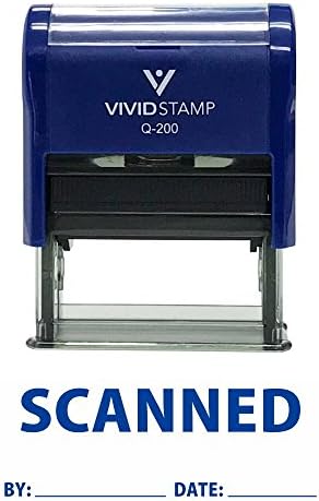 Amazon.com : Scanned by Date Self Inking Rubber Stamp (Blue Ink) Medium ...