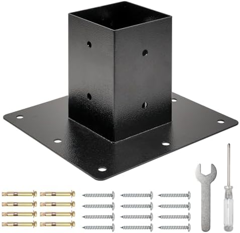MIOZON Mailbox Mounting Base Plate, Black Powder Coated Surface Mount ...