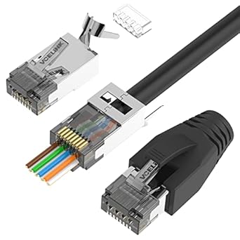 VCELINK Cat7 RJ45 Connectors Pass Through, 30 Pack Shielded Modular ...