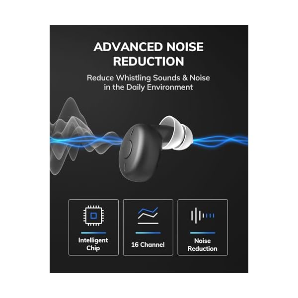 STONEC Rechargeable Hearing Aids, 33dB Gain CIC Hearing Amplifier with ...