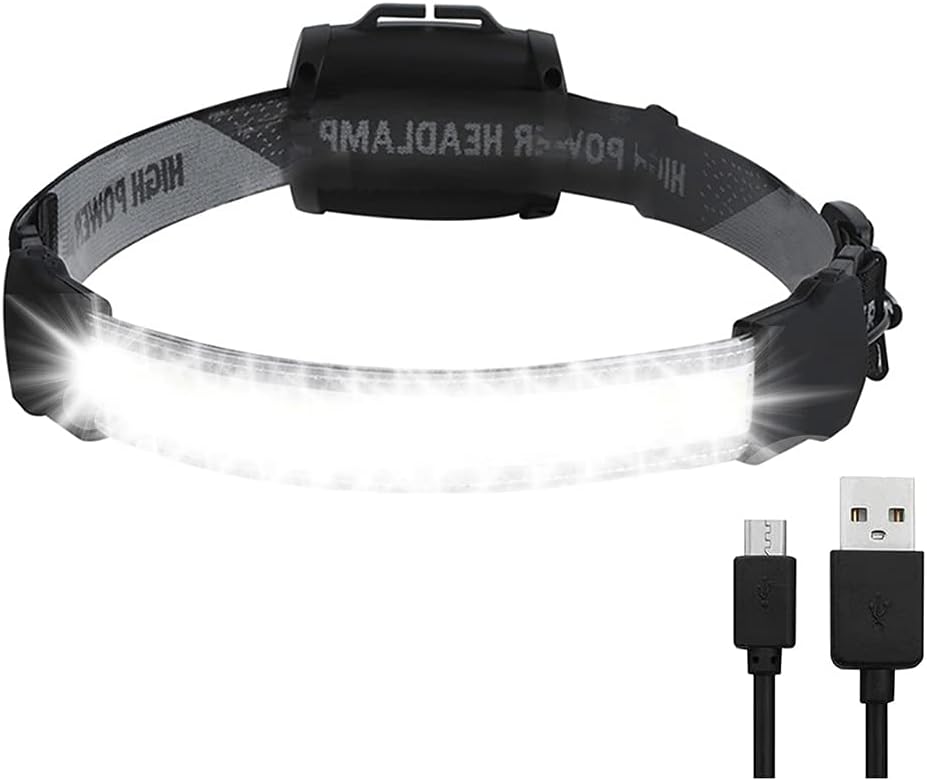 LED Headlamp USB Rechargeable Head Torch 5 Modes Headlight Waterproof ...