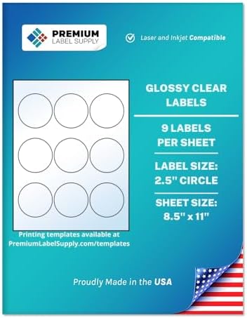 Amazon.com : Premium Label Supply Glossy Clear Sticker Round Labels – 2 ...