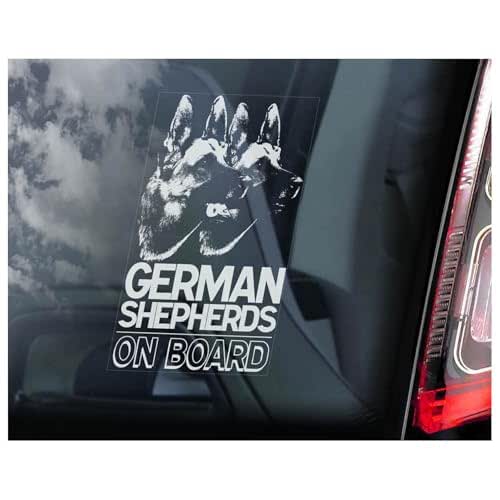German Shepherds Car Sticker, Dog on Board Warning Sign, Window Decal ...