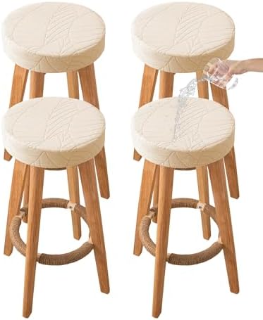 Amazon.com: CRFATOP 4 Pack Waterproof Round Bar Stool Covers Jacquard ...