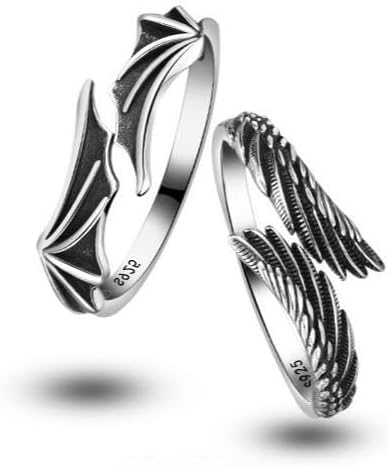 Amazon.com: SILKMYST Gothic Wedding Couple Rings: Angel And Demon ...