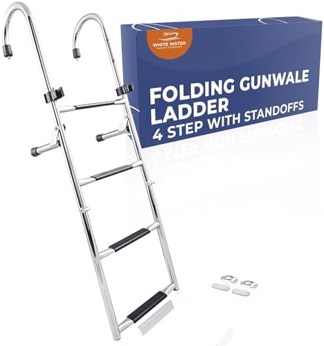 Amazon.com: Amarine 4 Step Folding Boat Ladder with Wide Steps and ...