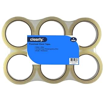 Clearly | Clear Acrylic Packing Tape - 6-Pack of 24mm x 66mm Premium ...