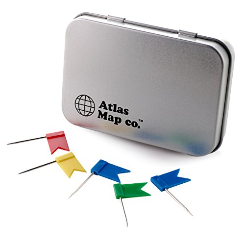Flag Map Pins 60 Pack - 5 Assorted Colors (12 of Each Color - Blue ...