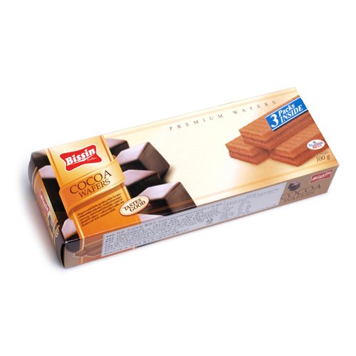 Amazon.com: Cocoa, Bissin Premium Wafers Cocoa Chocolate Flavored 100g ...