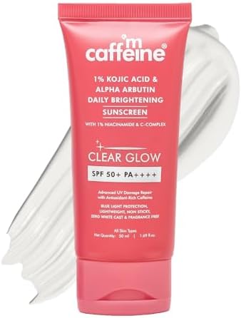 mCaffeine CLEAR GLOW 1% Kojic Acid & Alpha Arbutin Brightening ...