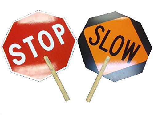 18 inch Hand Held Stop Slow Sign. Engineer Grade Sheeting Paddle with ...