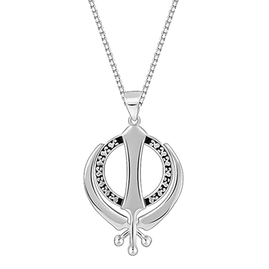 GIVA 925 Silver Sikh Khanda Symbol Pendant With Box Chain For Him ...