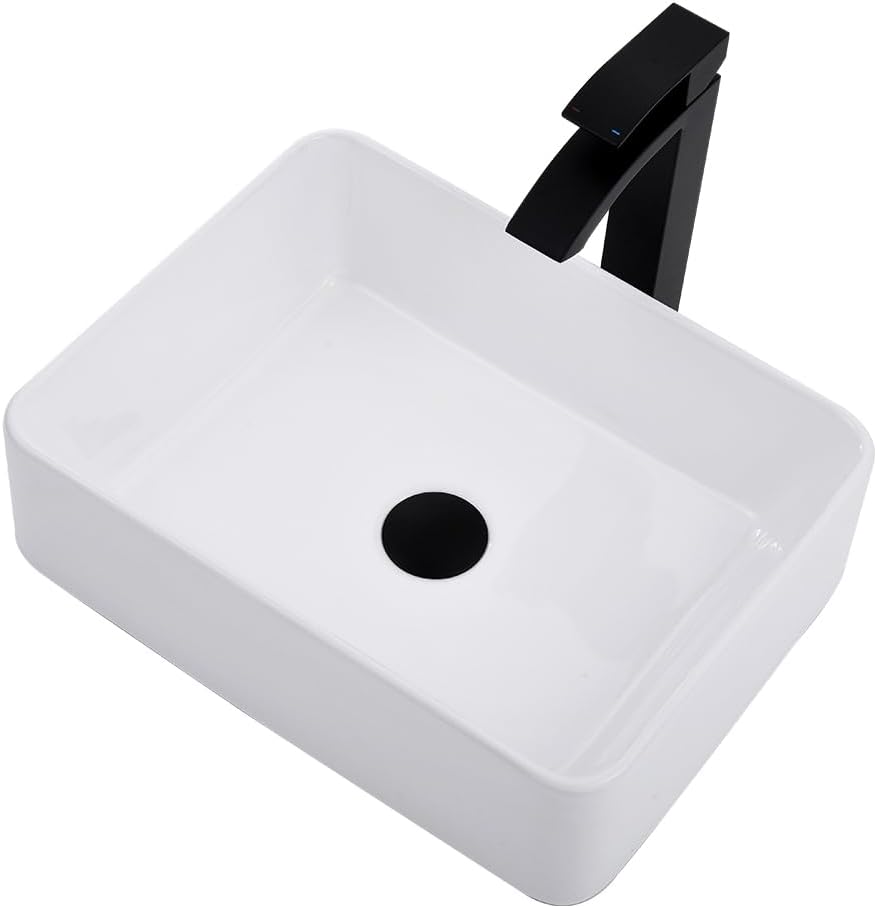 Small Vessel Sink With Faucet Combo, 16"x12" Rectangle White Small ...