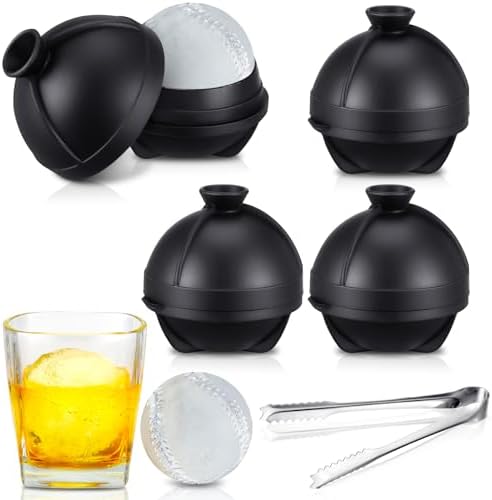 Amazon.com: Yoande 4 Pcs 3D Baseball Ice Cube Mold with Ice Tong Ice ...