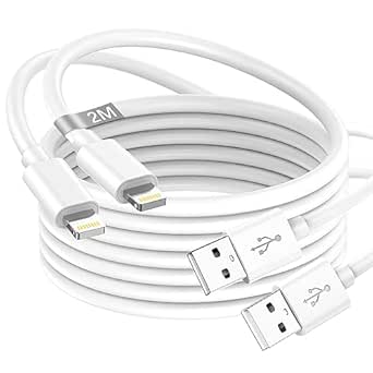 Câble iPhone 2M 2Pack [Certifié MFi], Câble Chargeur iPhone 2M Long Cable Lightning USB Cable ...