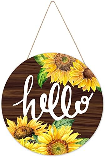 Amazon.com : Sunflower Welcome Sign Sunflower Door Sign 12 X 12 Inches ...