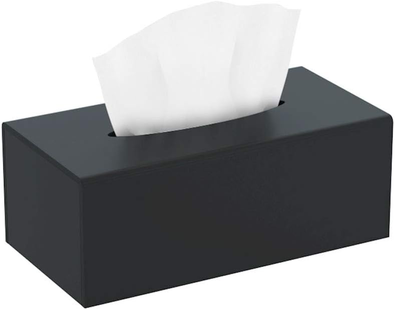 Amazon.com: MyGift Modern Black Wood Grain Tissue Box Cover with Easy ...