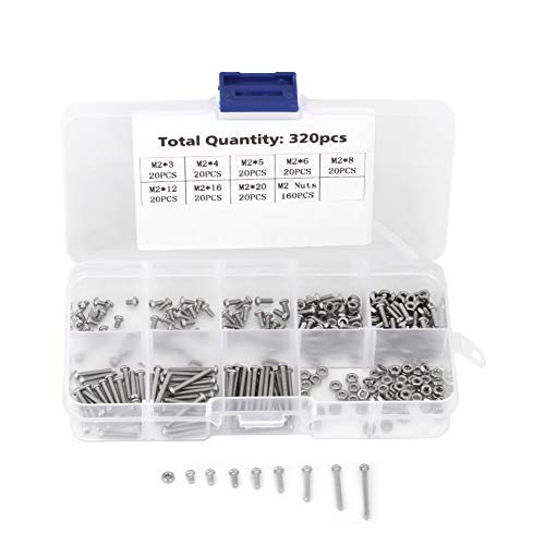 320pcs M2 Machine Screws Set Stainless Steel Hex Round Fasteners ...
